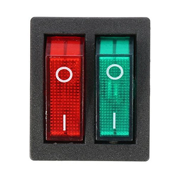 KCD3 red-green rocker switch - ON/OFF switch - 220V - 6 PINs | ABC-RC Shop